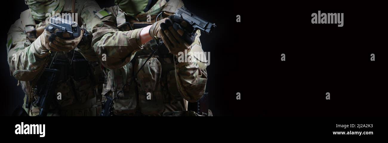 Portrait of a special forces soldier. The concept of military units ...