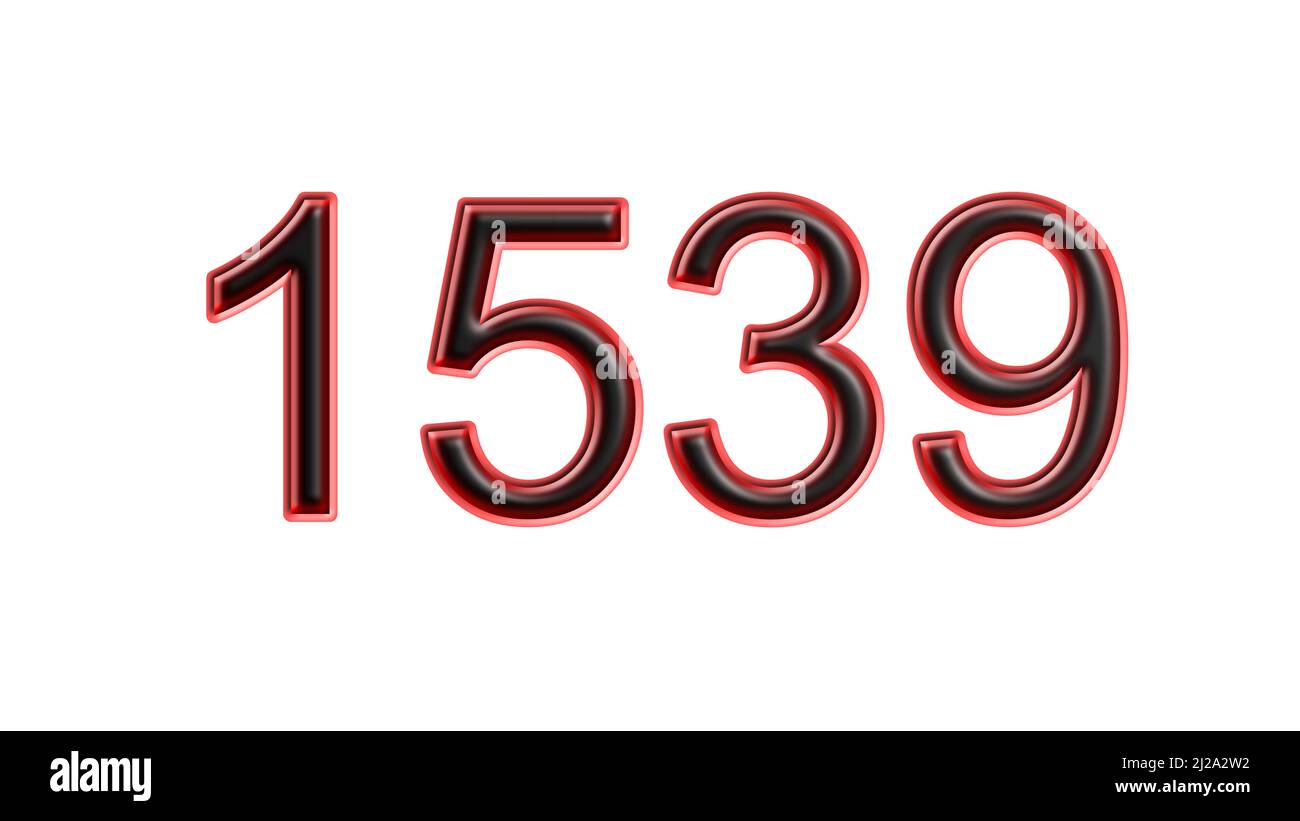red 1539 number 3d effect white background Stock Photo - Alamy