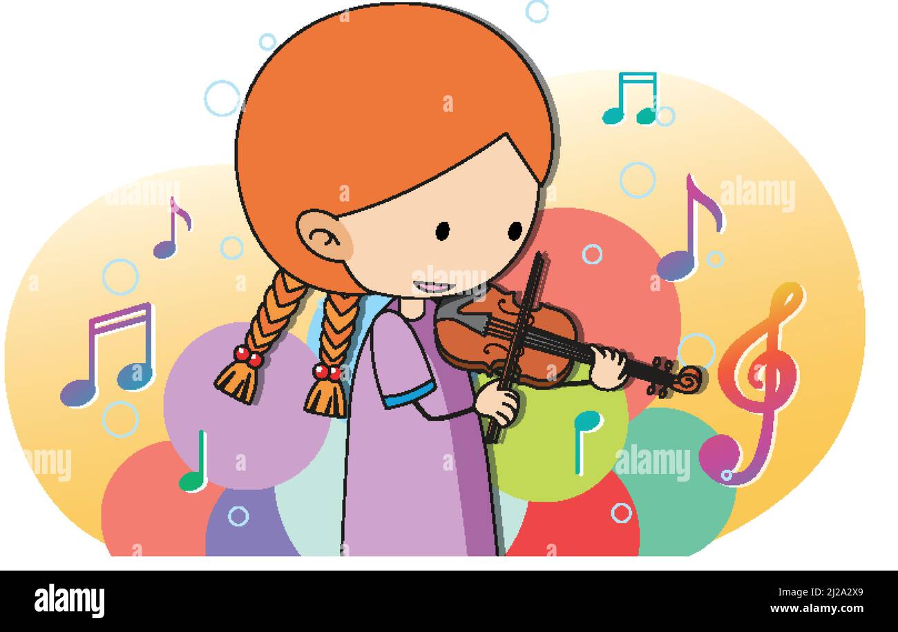 A girl playing violin cartoon illustration Stock Vector Image & Art - Alamy