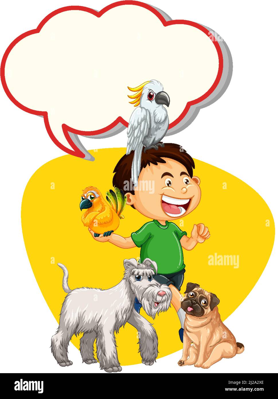 Speech bubble template with boy and pet illustration Stock Vector Image ...