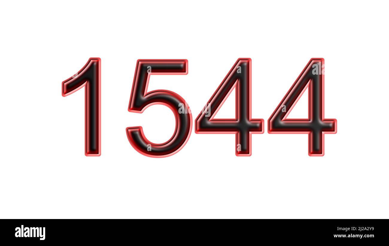 red 1544 number 3d effect white background Stock Photo - Alamy