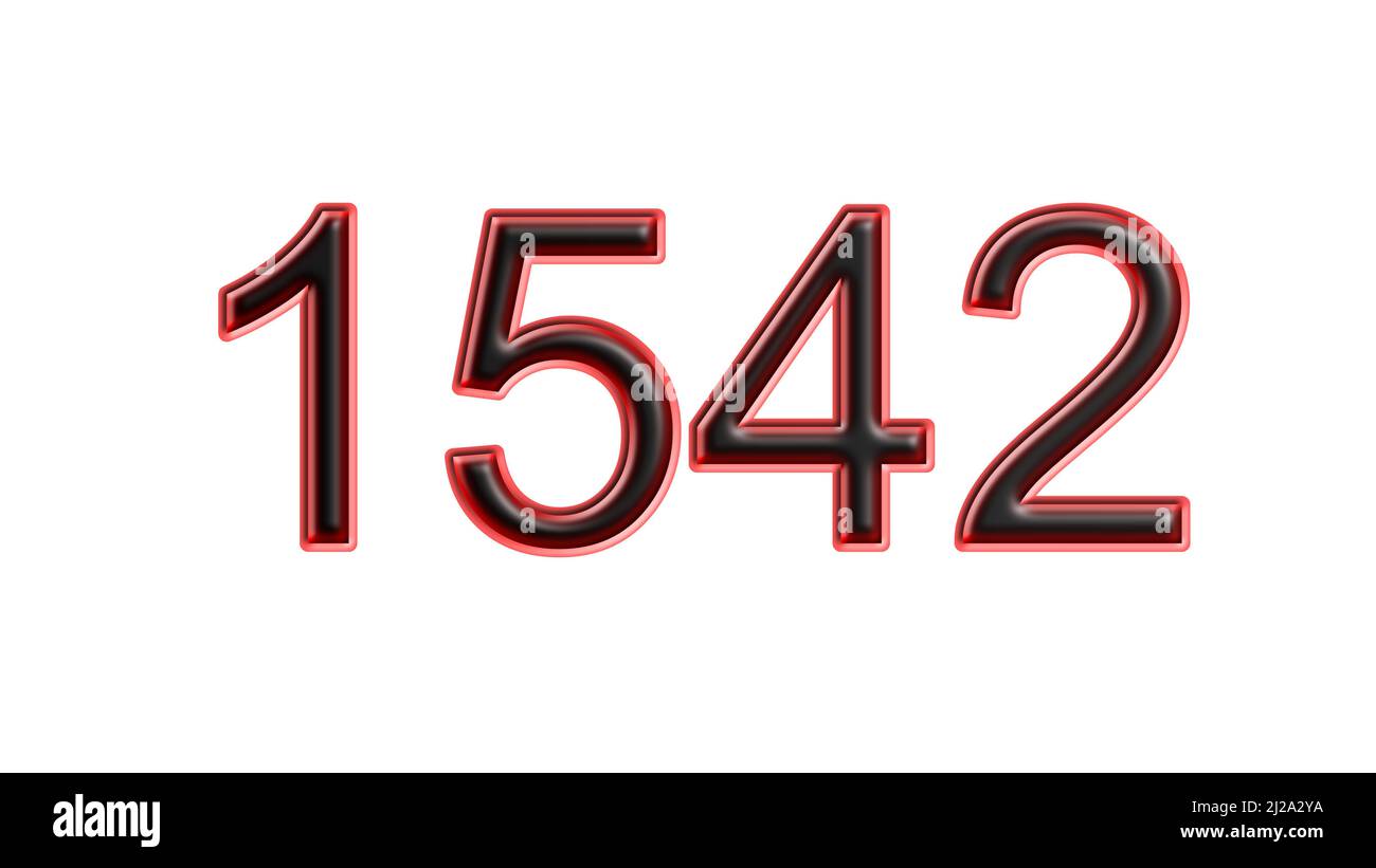 red 1542 number 3d effect white background Stock Photo - Alamy