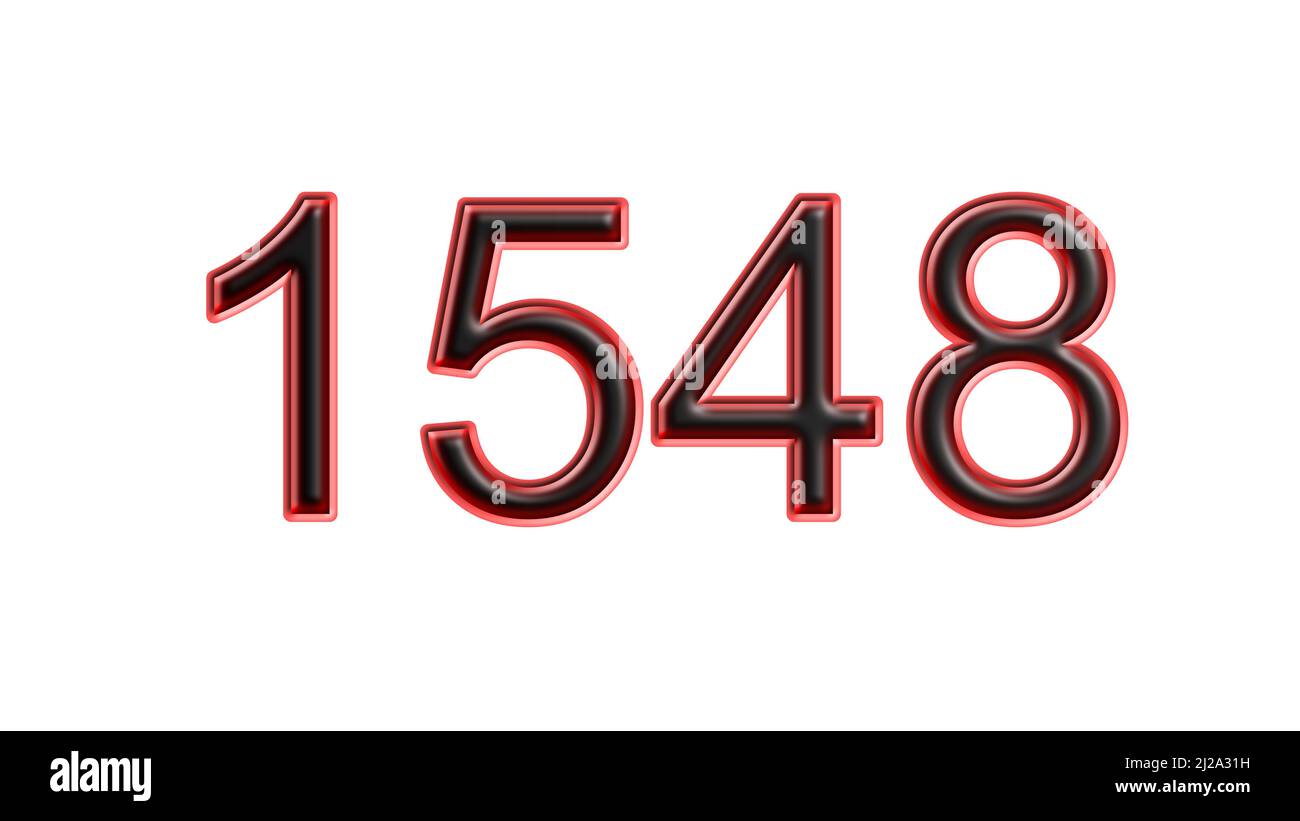 red 1548 number 3d effect white background Stock Photo - Alamy