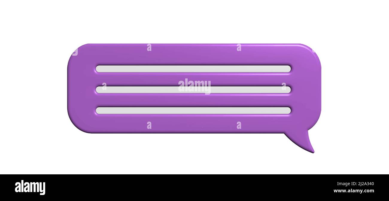 Purple chat bubble 3d isolated on white. 3d vector Stock Vector Image ...
