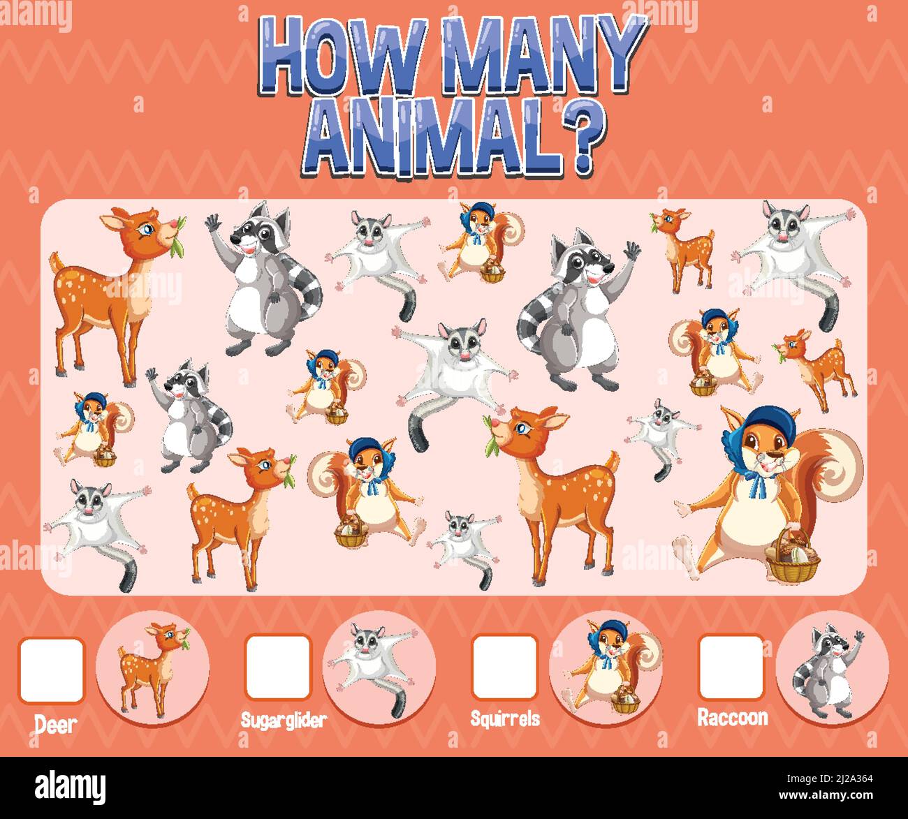 Counting number template with animal illustration Stock Vector Image ...