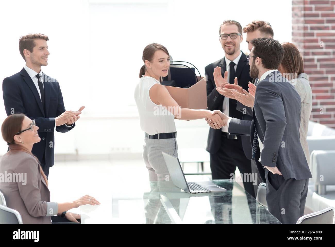 first meeting of a young employee with a business team Stock Photo - Alamy