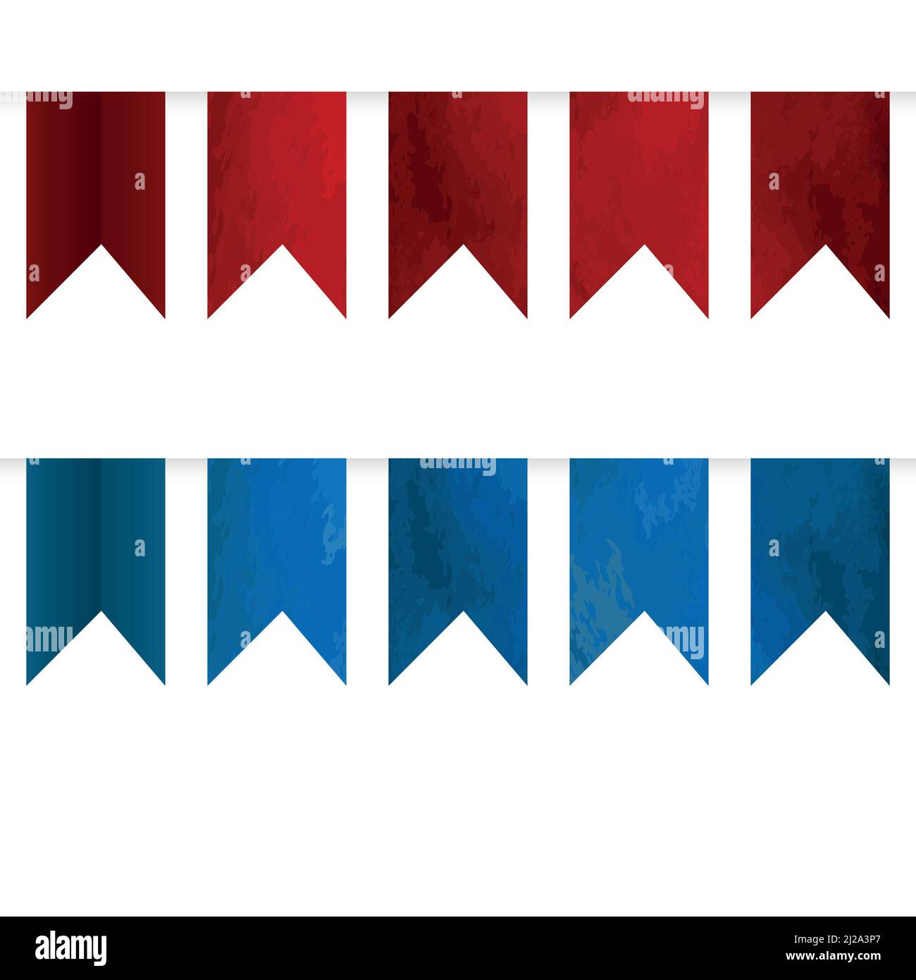 Set of red and blue flat ribbons isolated on white background. Ribbon ...