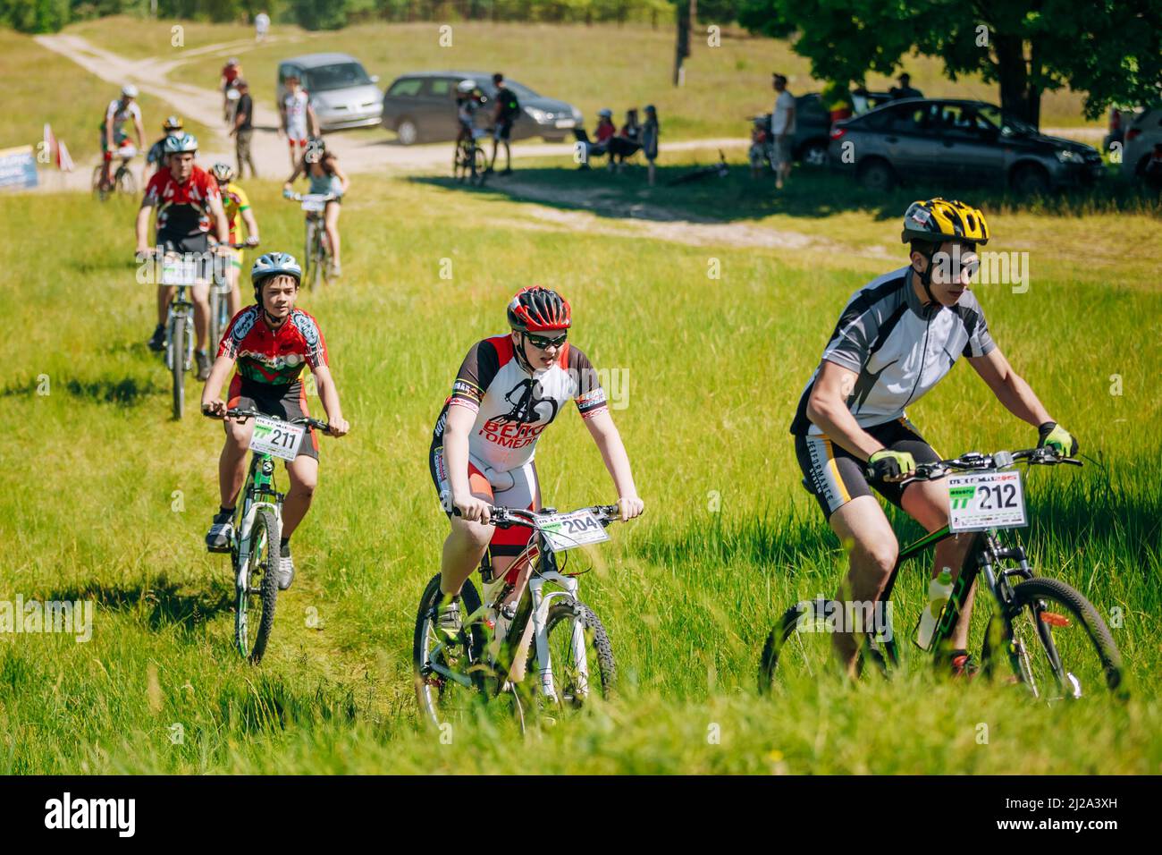 Mountain Bike cyclist riding track at sunny day, healthy lifestyle ...
