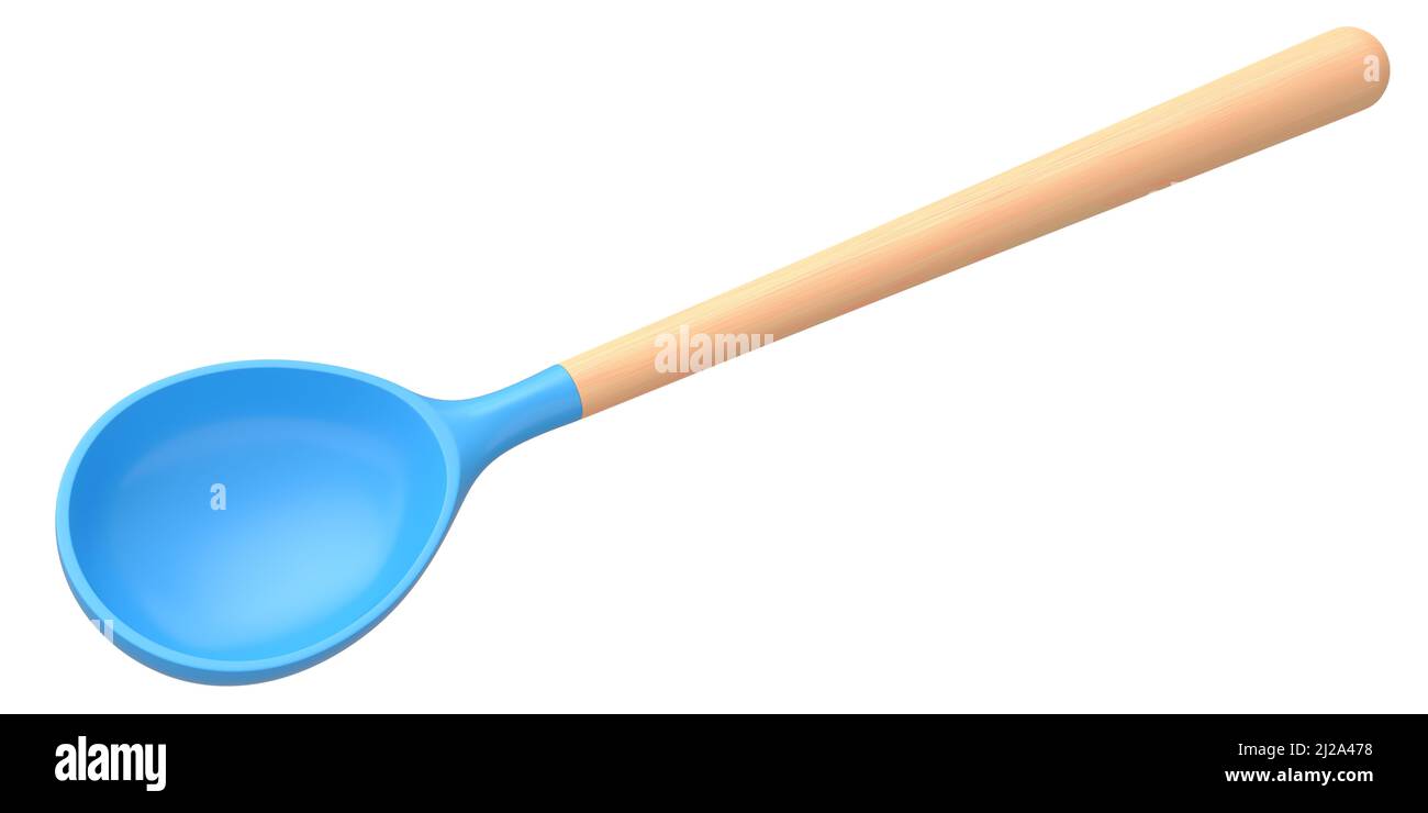 Silicon solid spoon kitchen utensils on white background. 3d render of ...