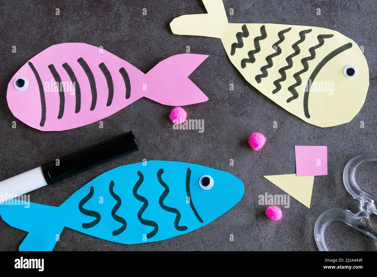 Poisson d'Avril, paper goldfish festivity in France Stock Photo - Alamy