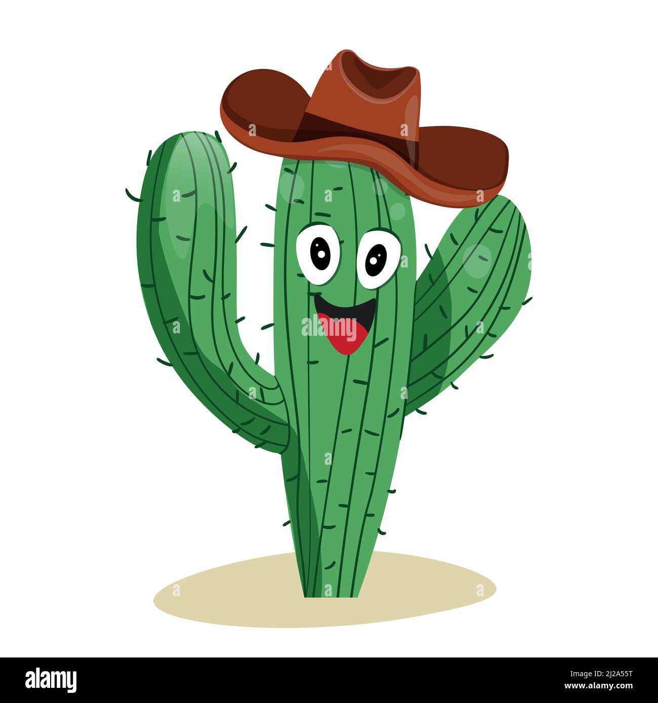 Tall succulent cactus with thorns in Cowboy hat isolated element ...