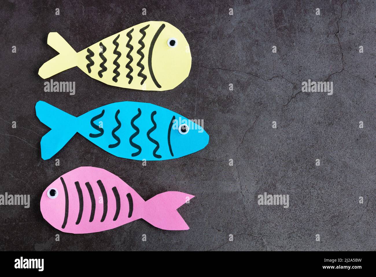 Poisson d'Avril, paper goldfish festivity in France copy space Stock ...