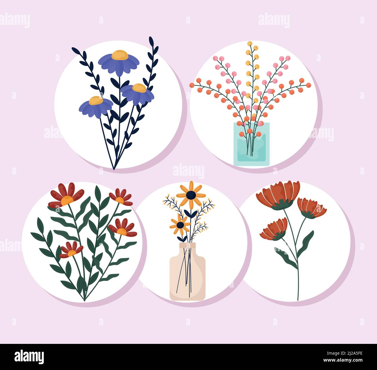 five flowers bouquets Stock Vector Image & Art - Alamy