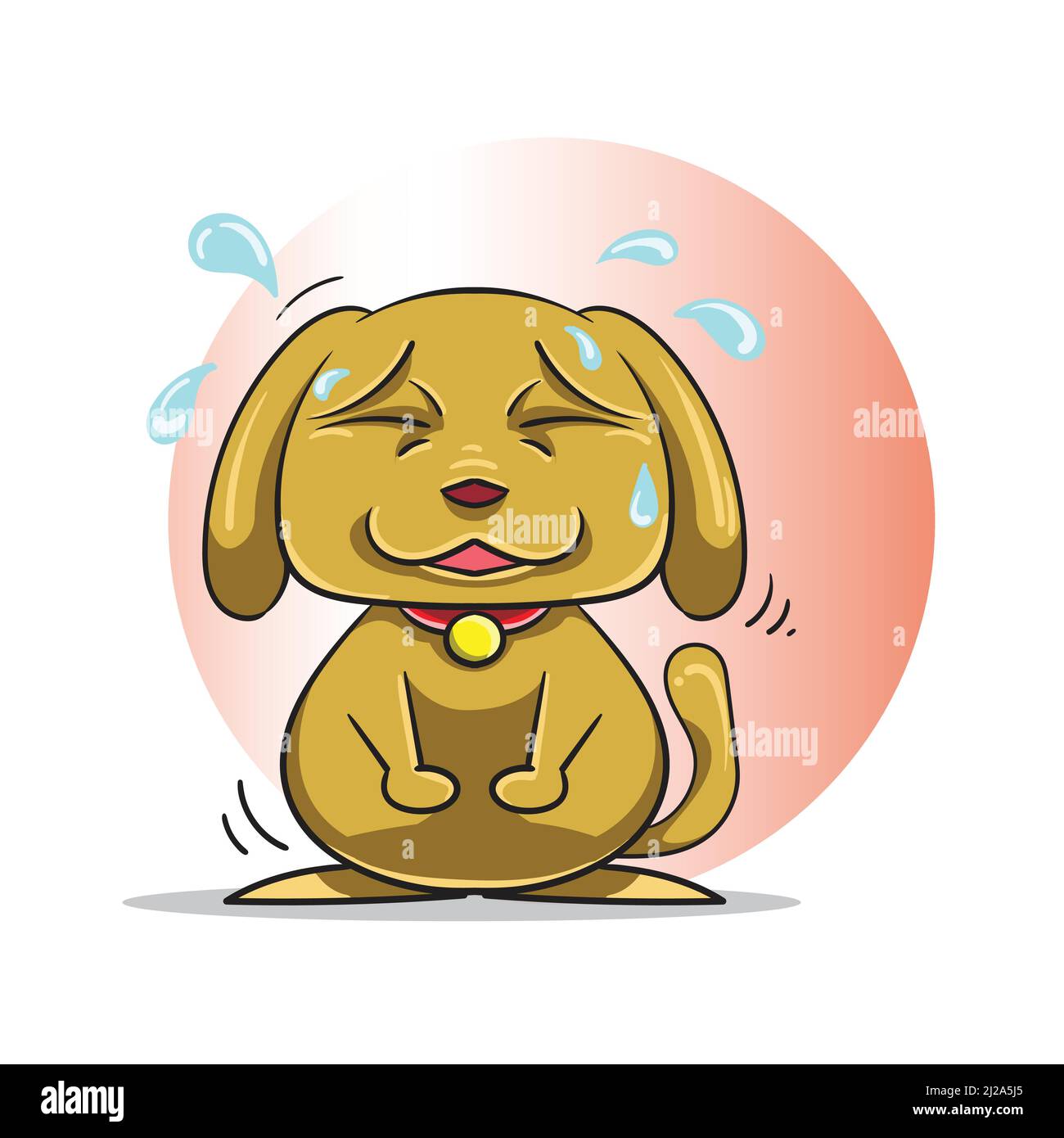 Lovely Little Confuse Dog with sweat and ball behind it. character ...