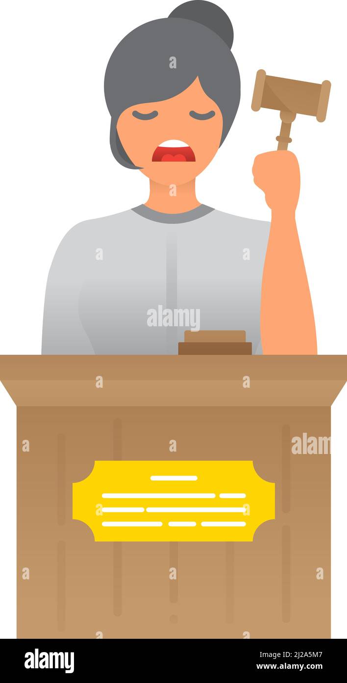 Judge at podium icon vector young court woman Stock Vector Image & Art ...