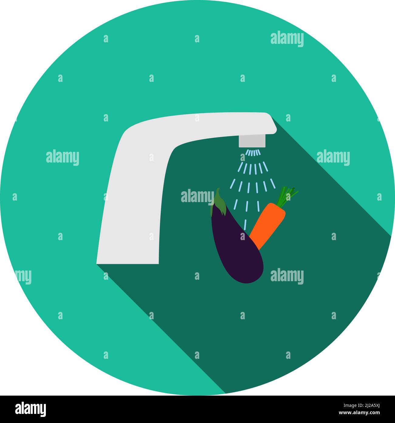 Wash Food Hygiene Icon. Flat Circle Stencil Design With Long Shadow ...