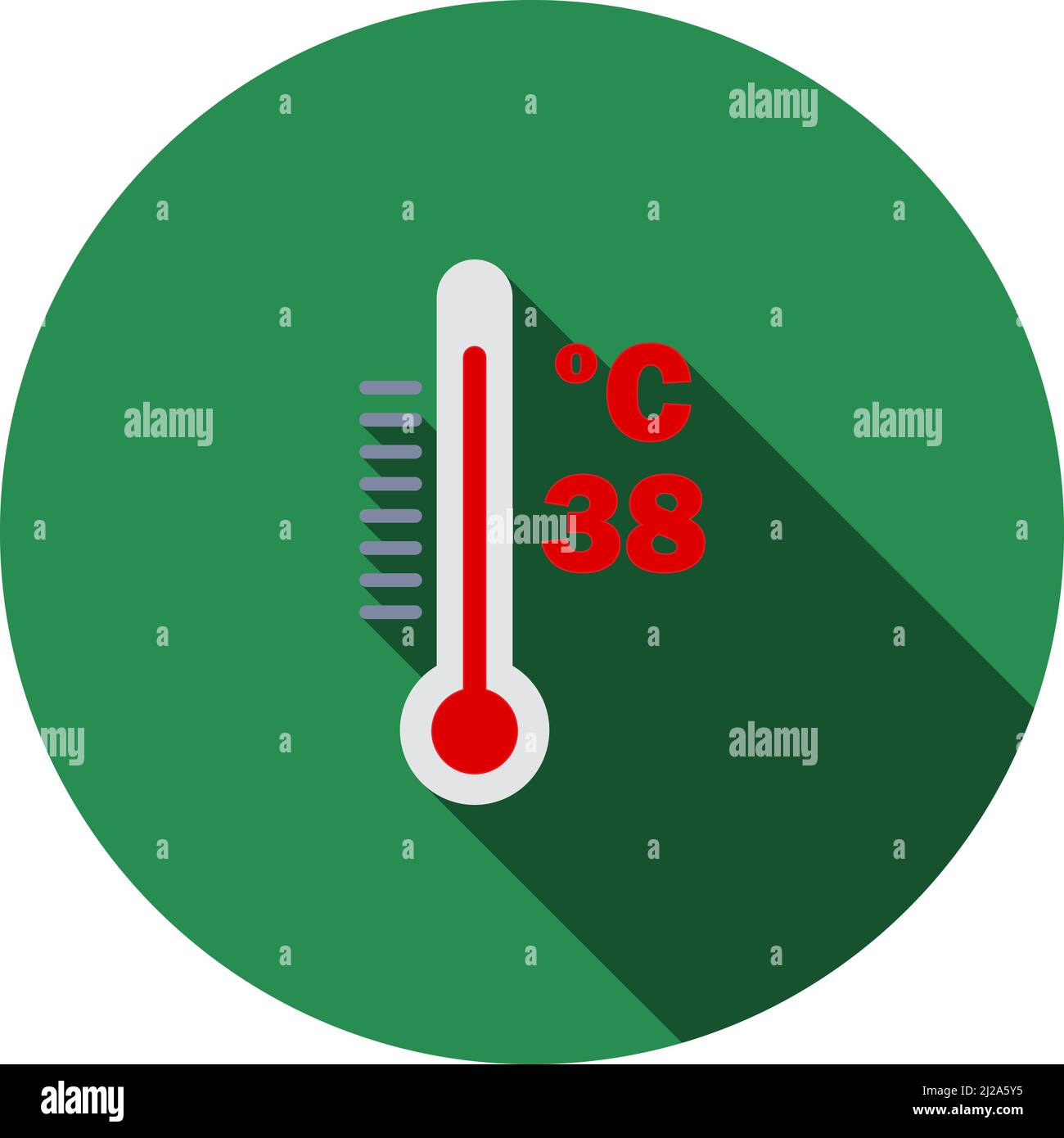 High Temperature Icon. Flat Circle Stencil Design With Long Shadow ...