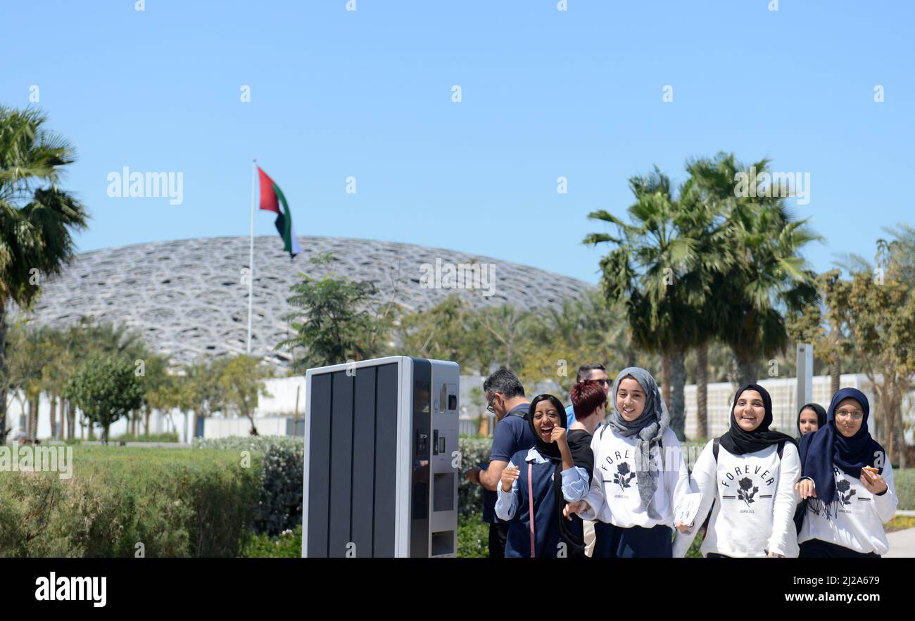 The beautiful Louvre Abu Dhabi museum on Saadiyat island in Abu Dhabi ...