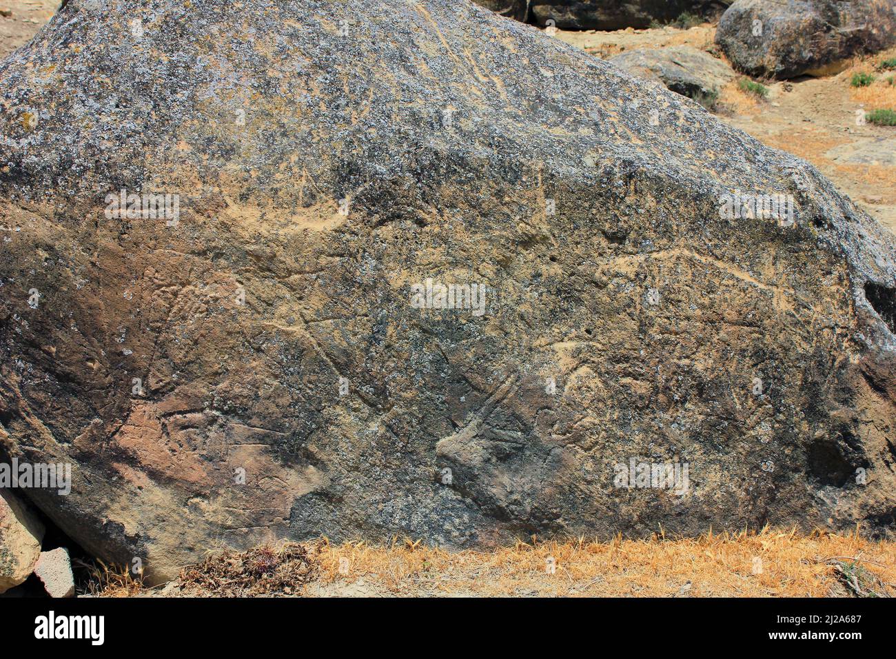 Azerbaijan. 05.15.2017 Ancient stone paintings in the Gobustan region ...