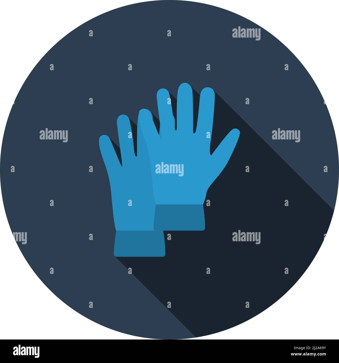 Rubber Protective Gloves Icon. Flat Circle Stencil Design With Long ...