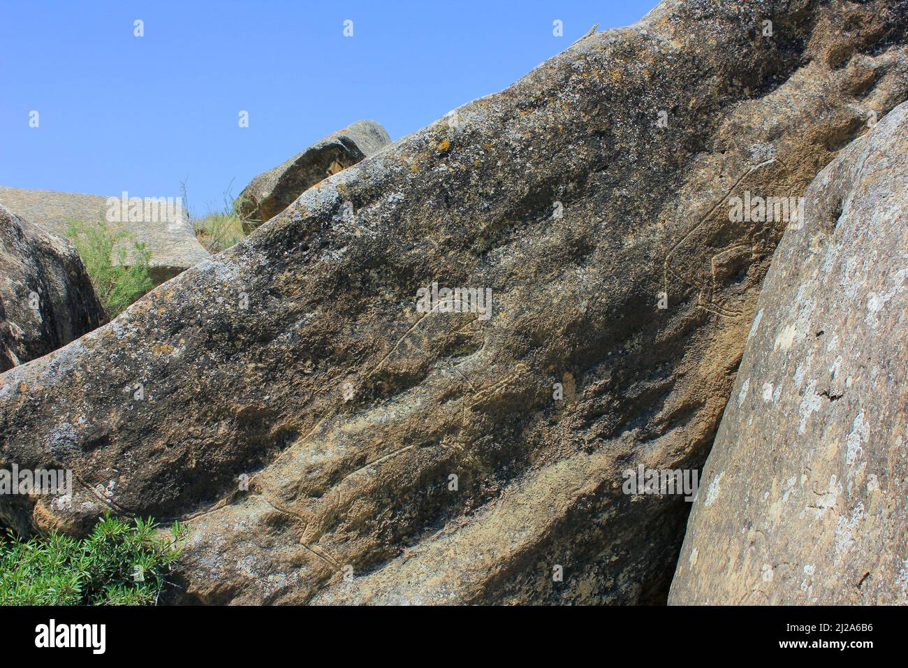 Azerbaijan. 05.15.2017 Ancient stone paintings in the Gobustan region ...