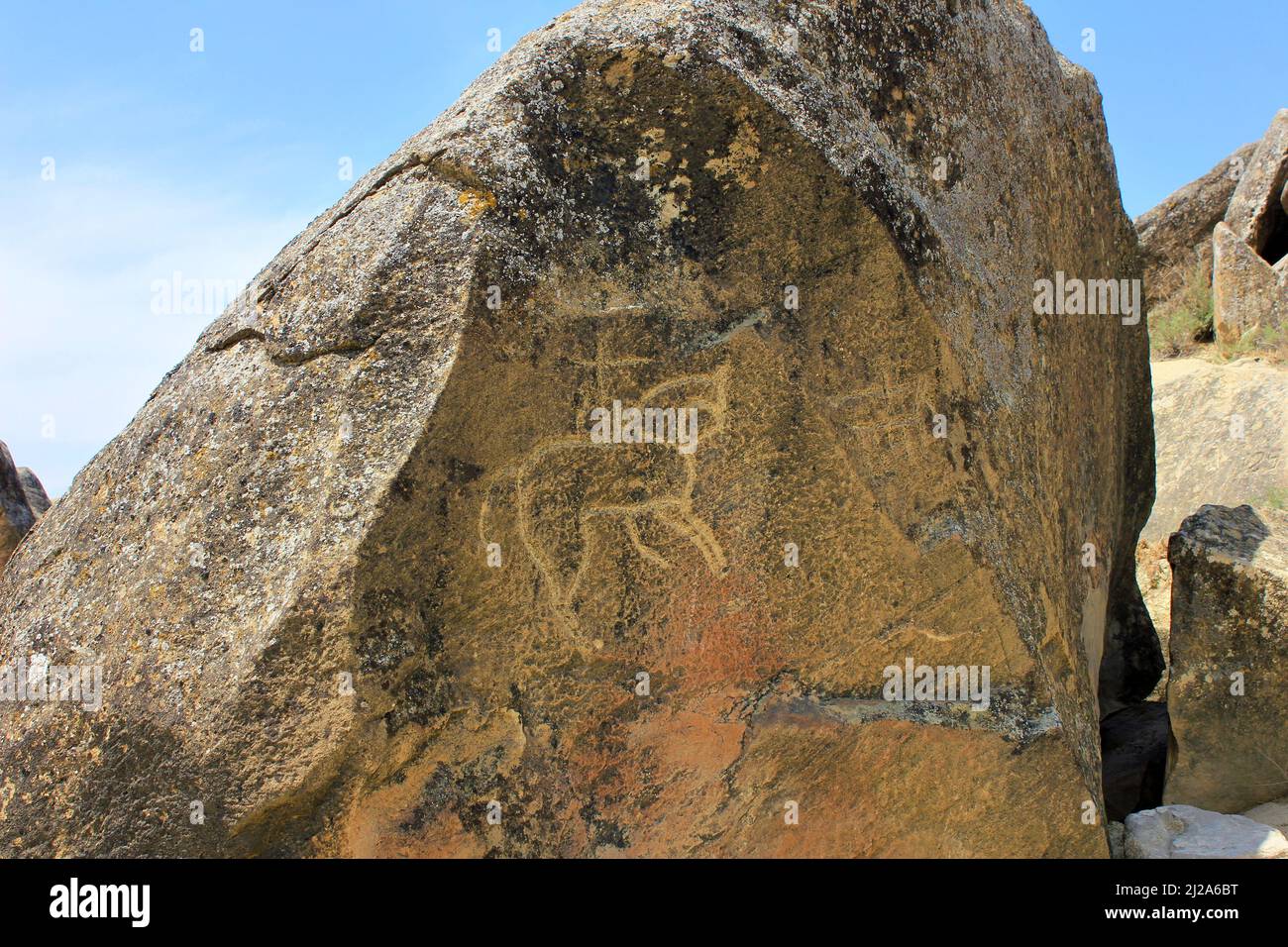 Azerbaijan. 05.15.2017 Ancient stone paintings in the Gobustan region ...