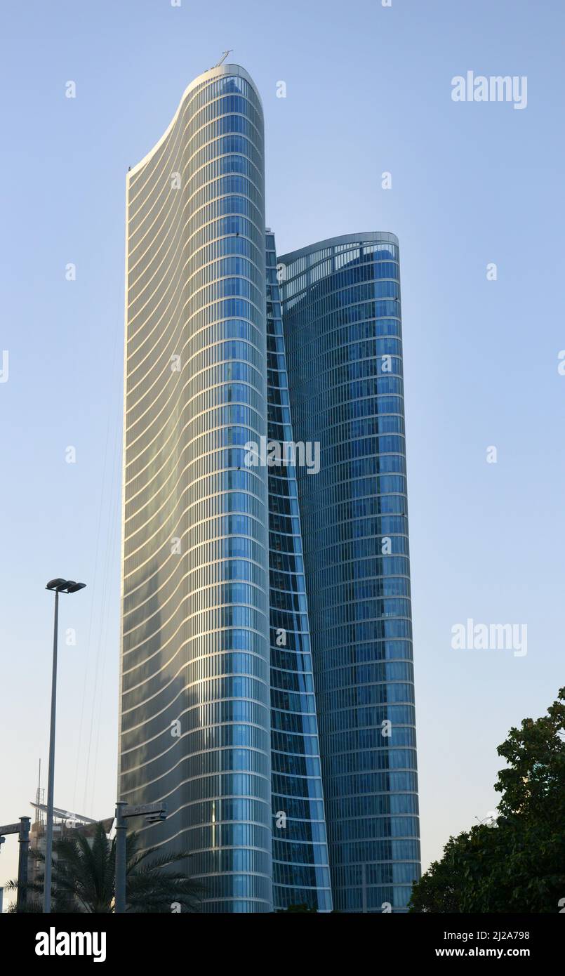 The modern Abu Dhabi Islamic Bank tower in Abu Dhabi, UAE Stock Photo ...