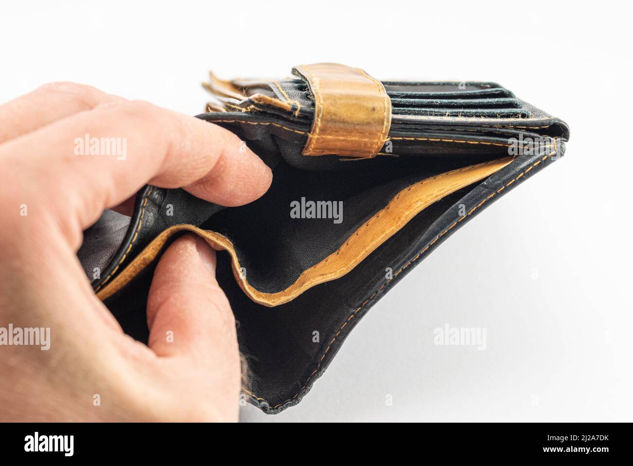 Empty wallet and poverty on white background Stock Photo - Alamy