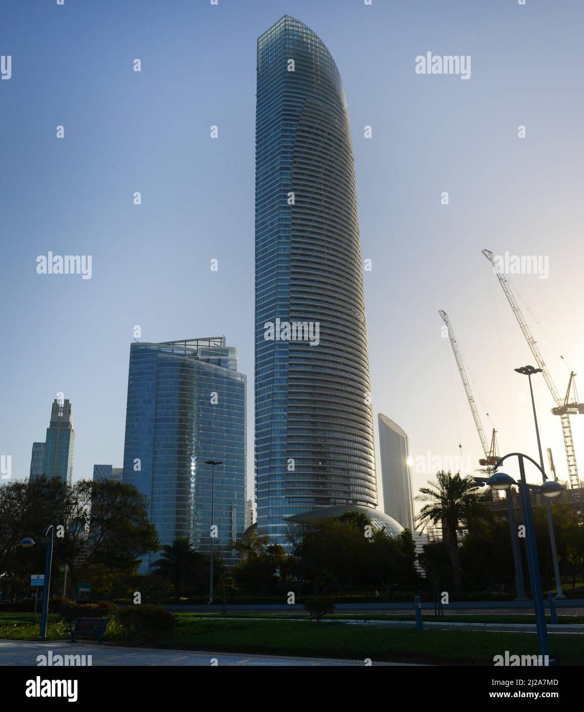 the iconic Landmark tower and the Islamic Bank building in Abu Dhabi ...