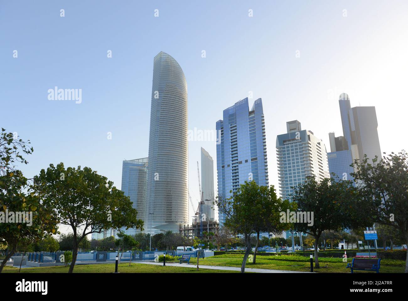 The Landmark and Wave towers in Abu Dhabi, United Arab Emirates Stock ...