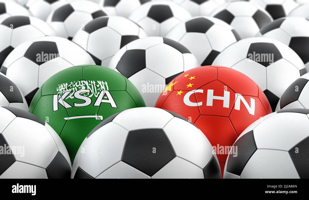 China vs. Saudi Arabia Soccer match - Soccer balls in China and Saudi ... China vs. Saudi Arabia Soccer match - Soccer balls in China and Saudi ...