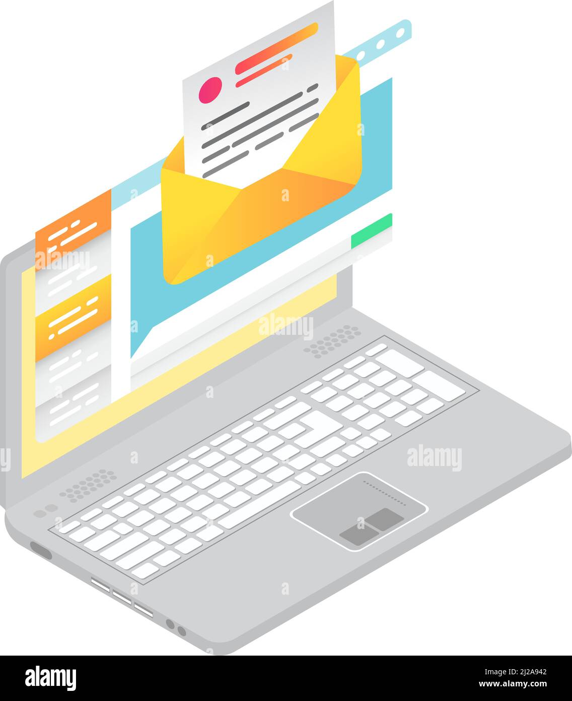 Texting email on laptop computer vector icon Stock Vector Image & Art ...