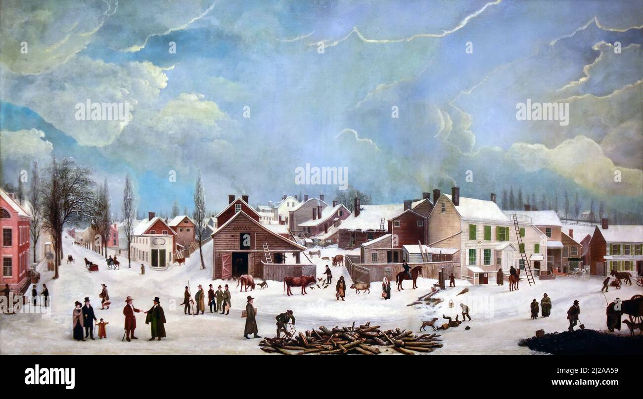 Francis Guy, Winter Scene in Brooklyn, Ca. 1820 Stock Photo - Alamy