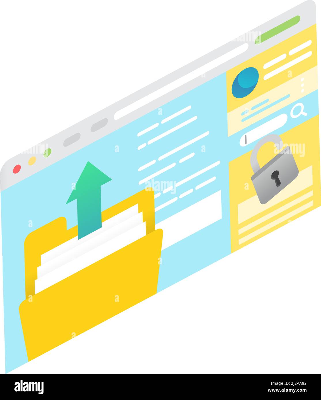 Data Folder Protection With Lock Icon Vector Stock Vector Image And Art