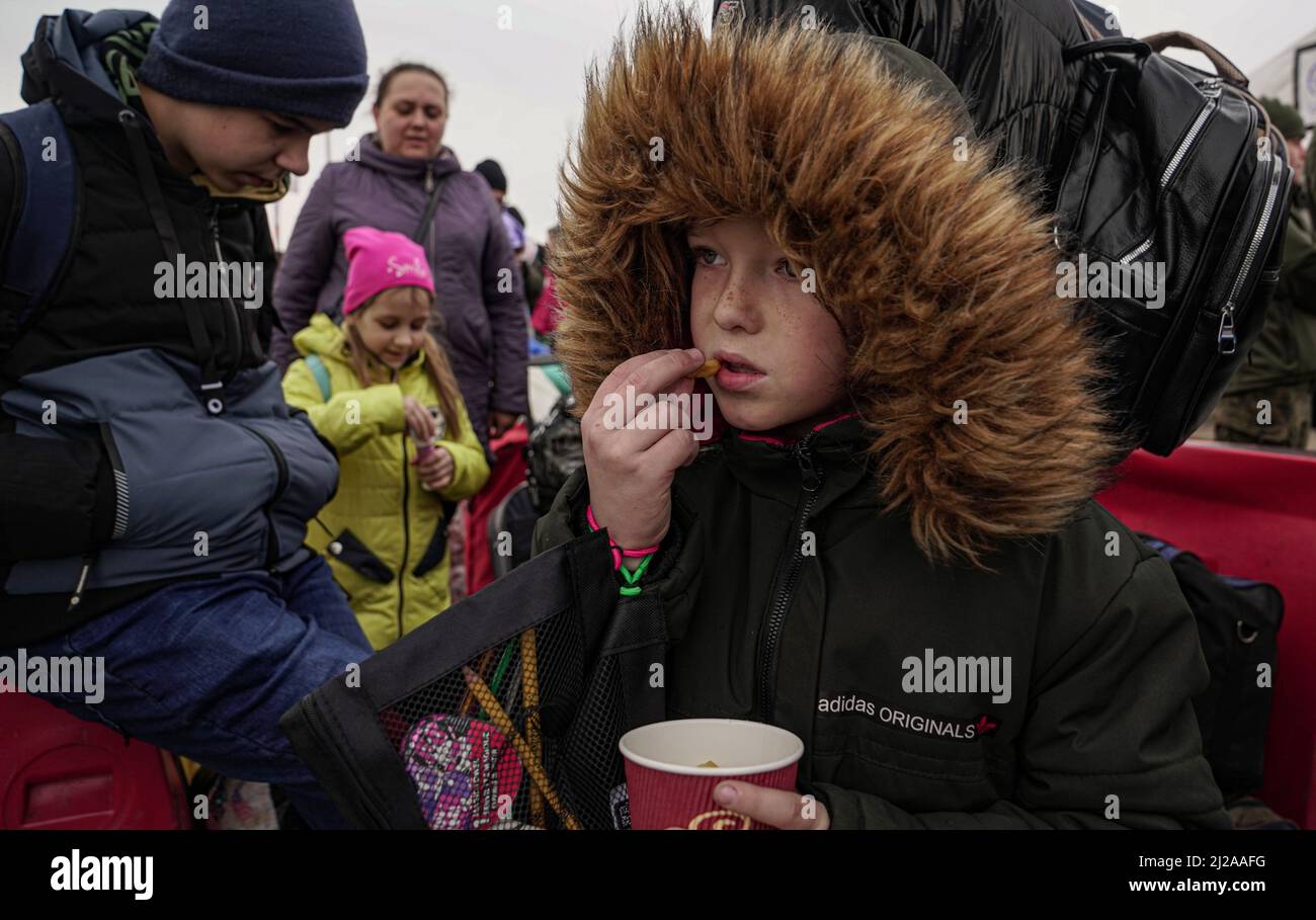 MEDYKA, POLAND - MARCH 29, 2022 - Oleh from Oleshky, Kherson Region ...