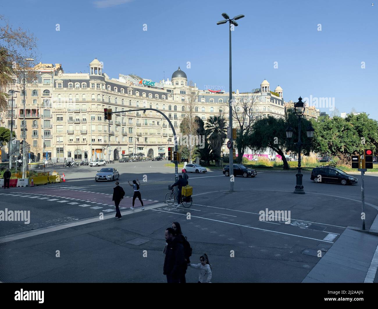Cars driving in the road in Barcelona Stock Photo - Alamy