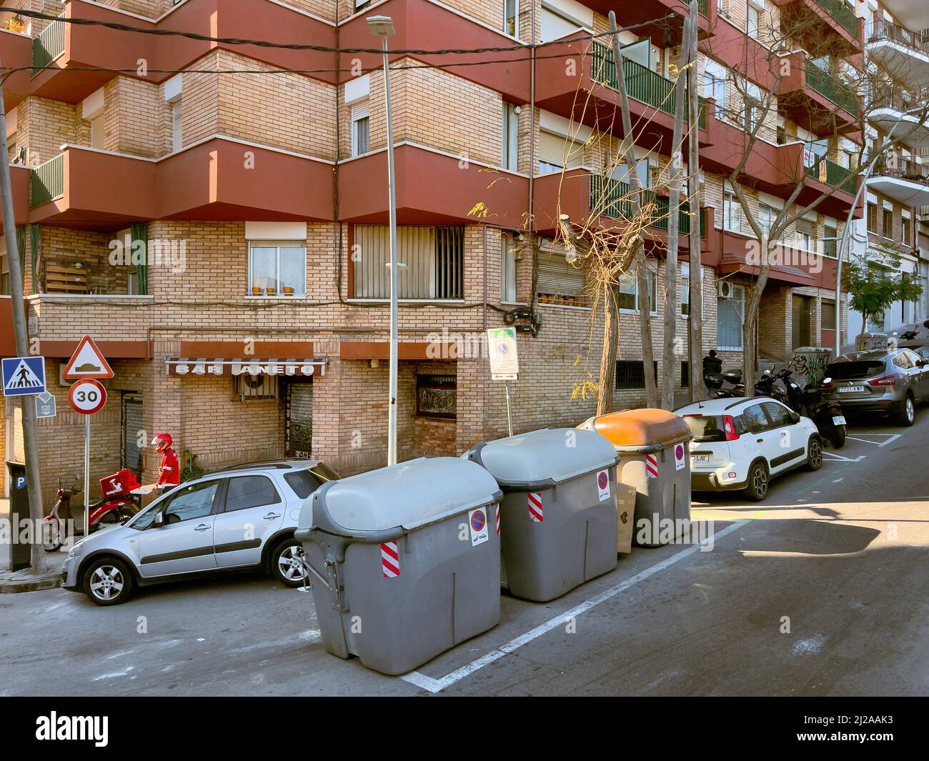 Recycling bins barcelona catalonia spain hi-res stock photography and ...