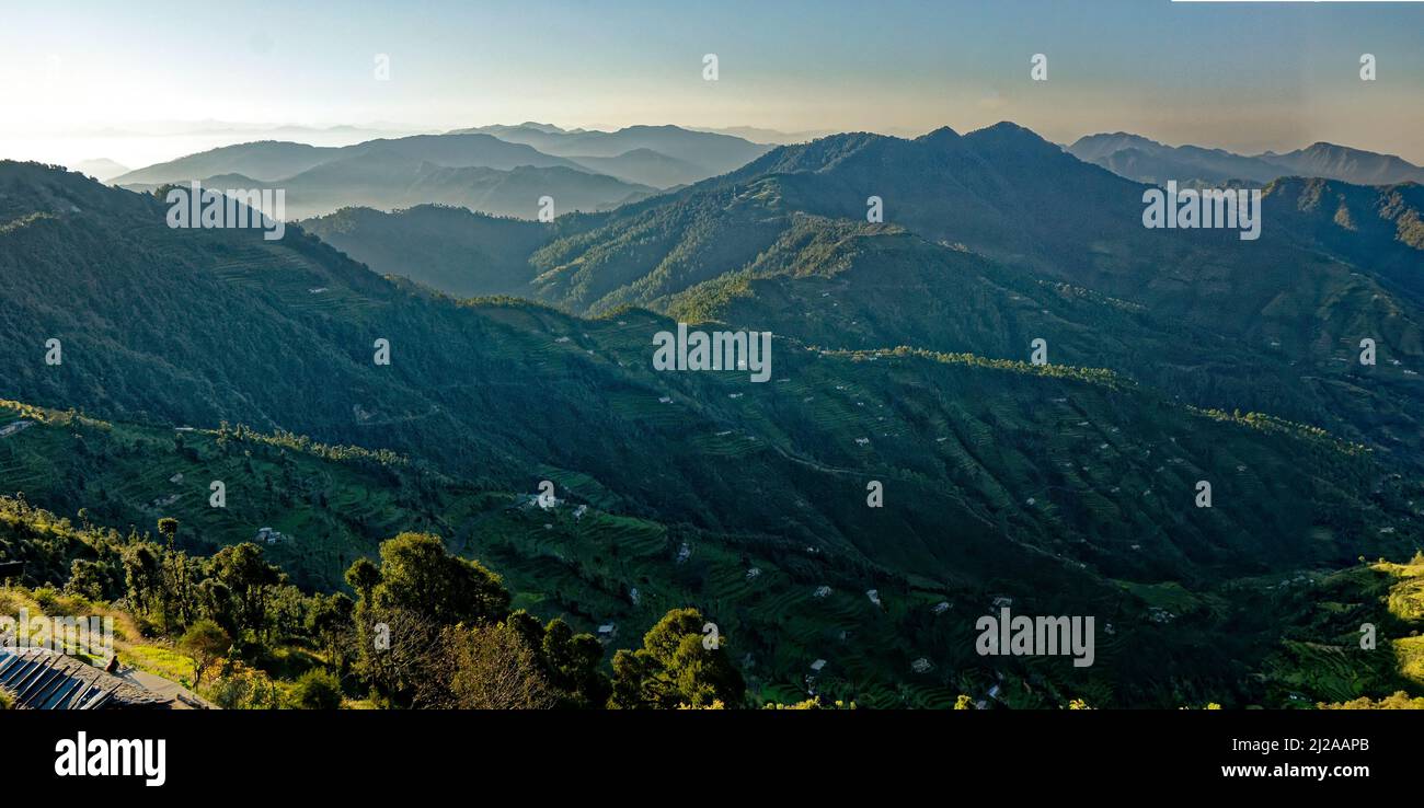View of a Himalayan mountain ranges at morning time at Kaddukhal state ...