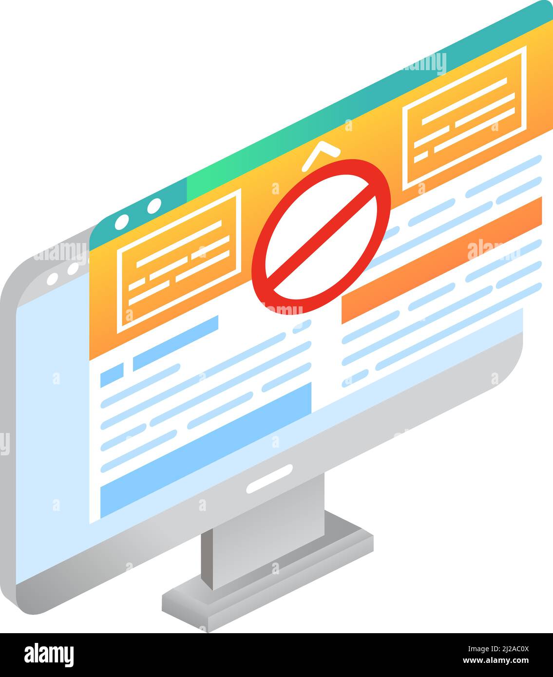 Unreliable site vector 3d isometric computer icon Stock Vector Image ...