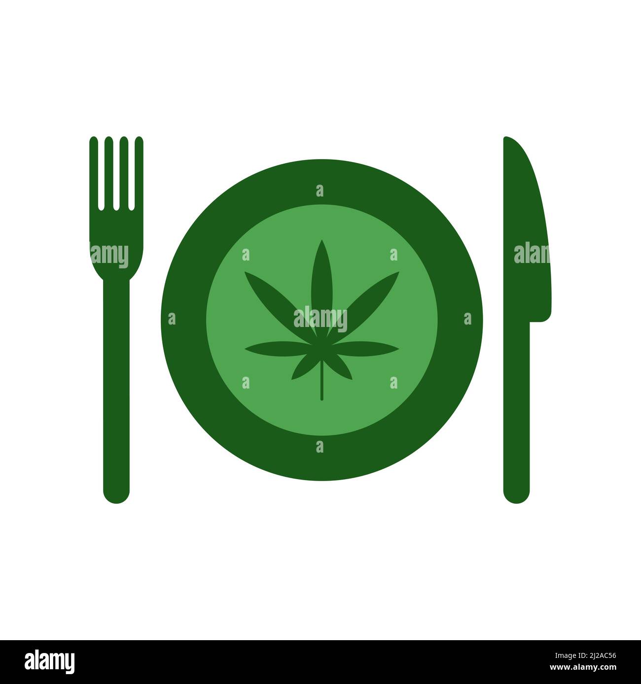 Plate and cutlery with weed leaf vector icon Stock Vector Image & Art ...