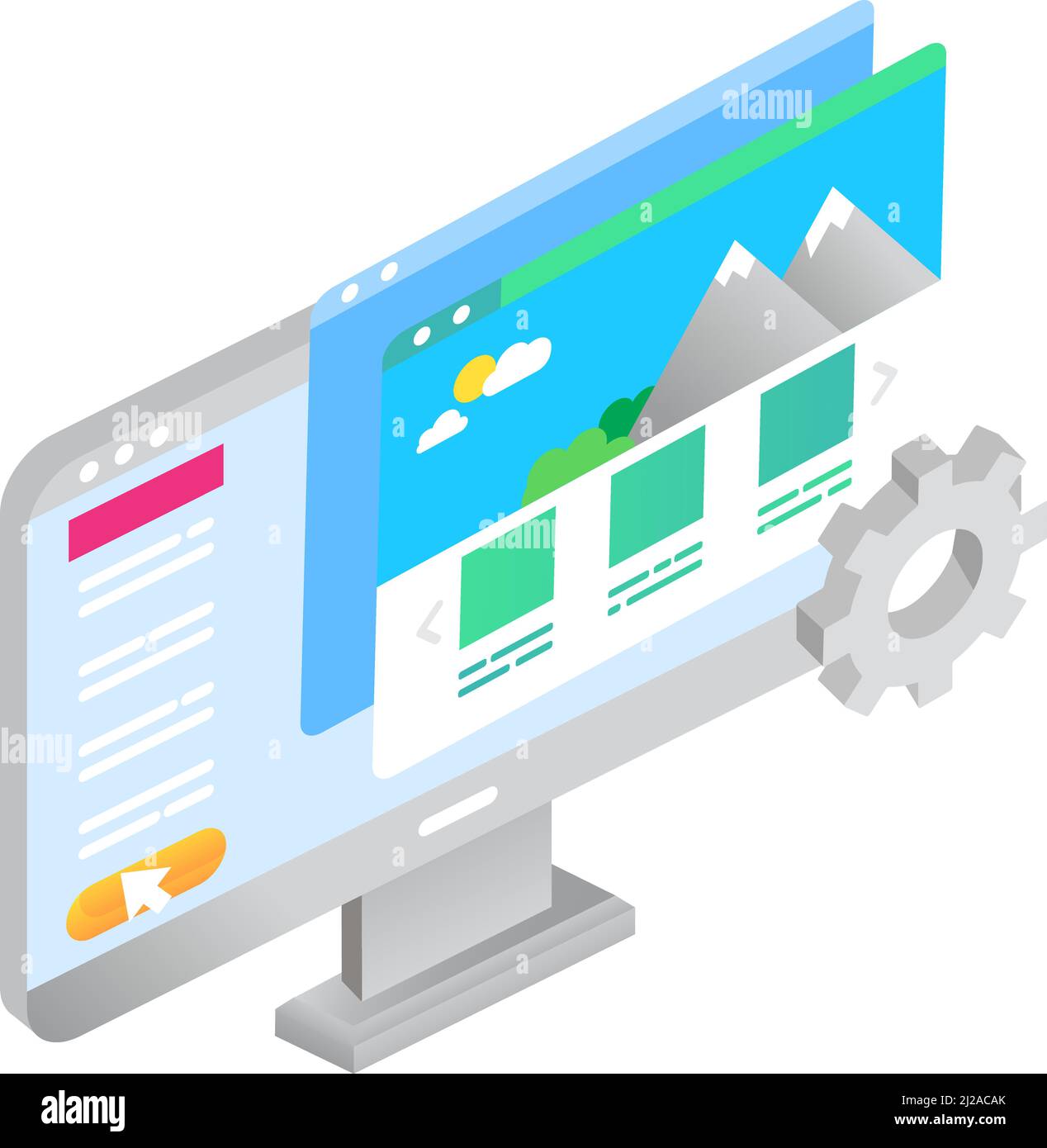 Landing page vector 3d computer icon isolated Stock Vector Image & Art ...