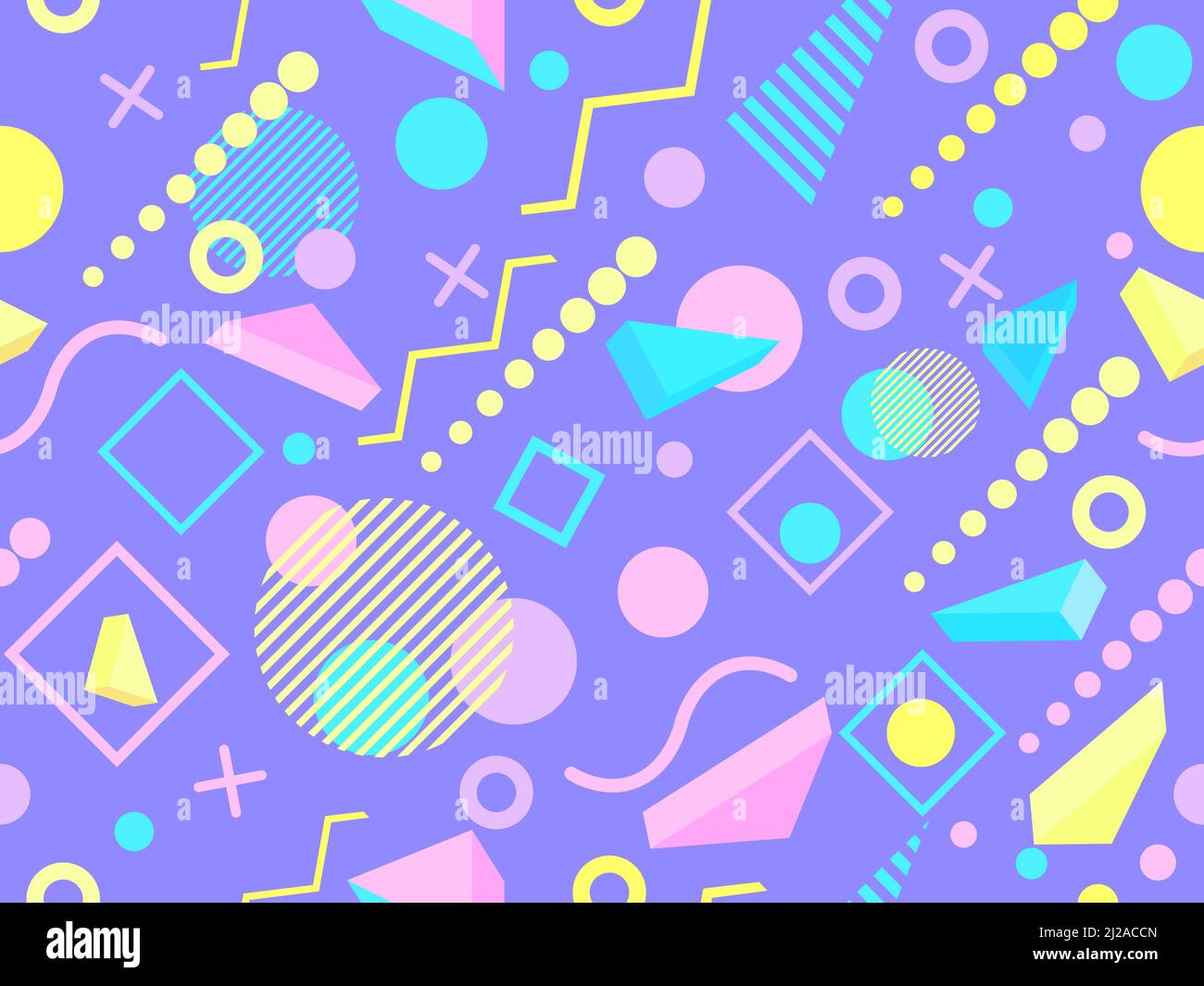 Geometric seamless pattern in 80s memphis style. Isometric geometric 3D ...