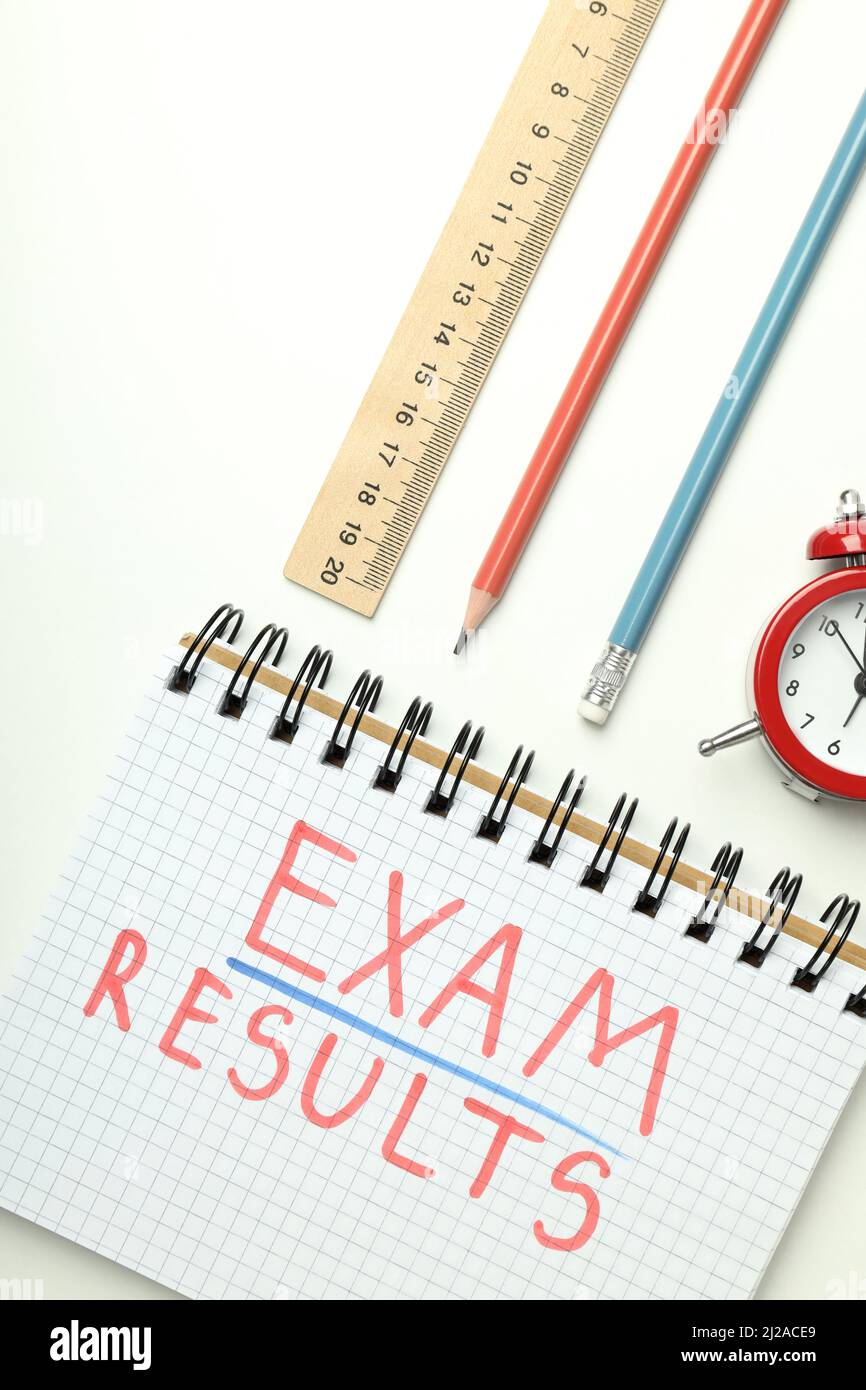 Concept of exams and tests, top view Stock Photo - Alamy