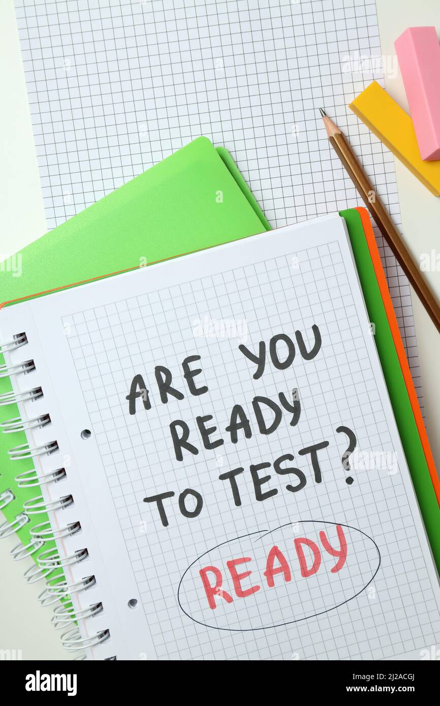 Concept of exams and tests, top view Stock Photo - Alamy