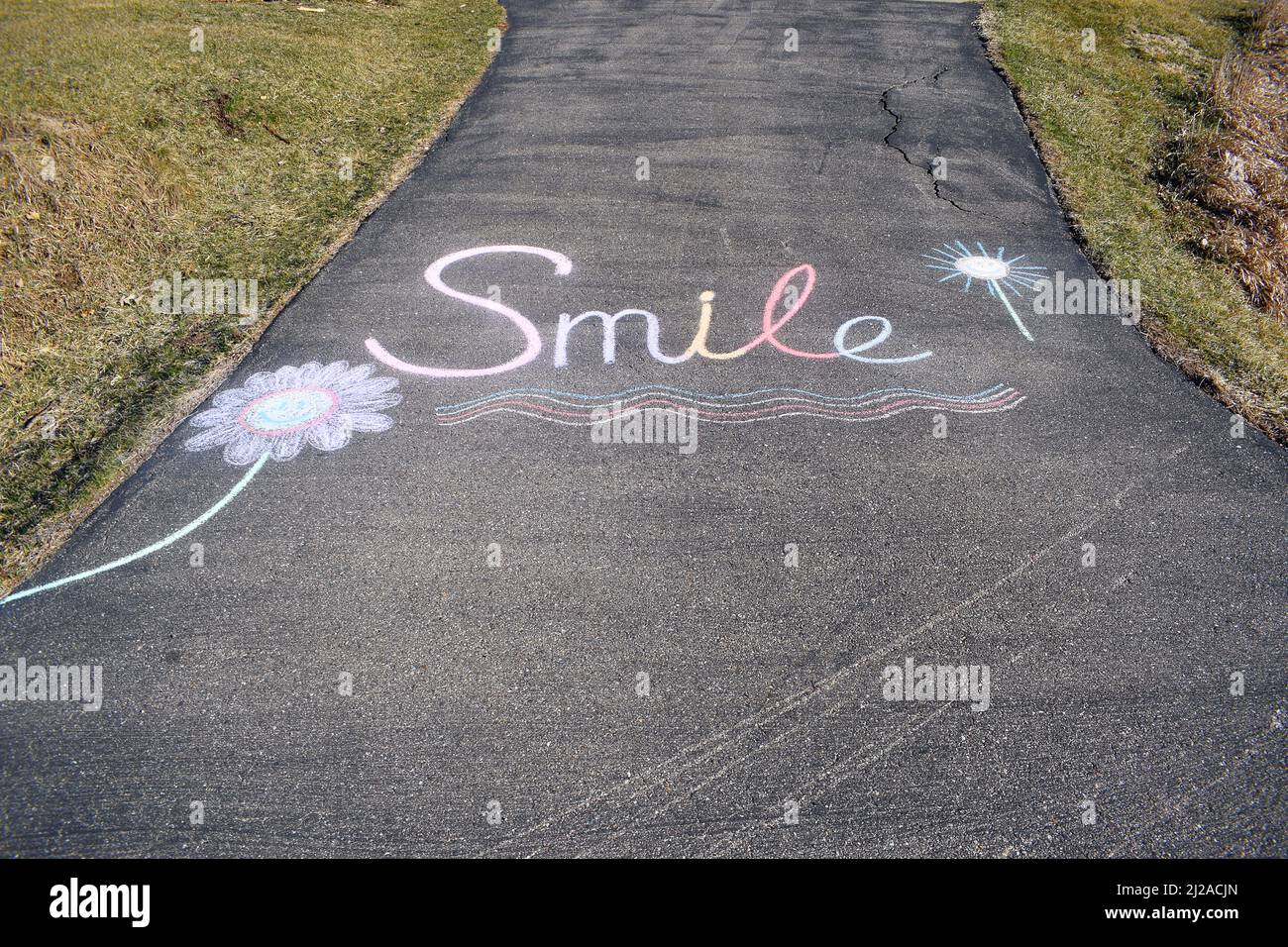 Driveway Chalk Art "Smile Stock Photo - Alamy
