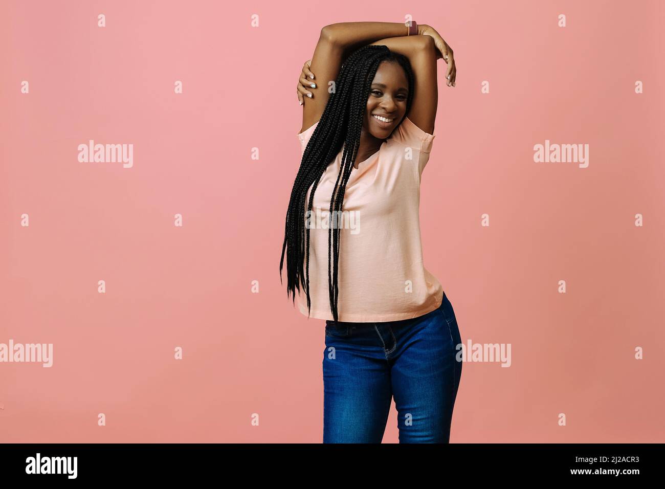 Beautiful young woman dancing chill-out dance Stock Photo - Alamy