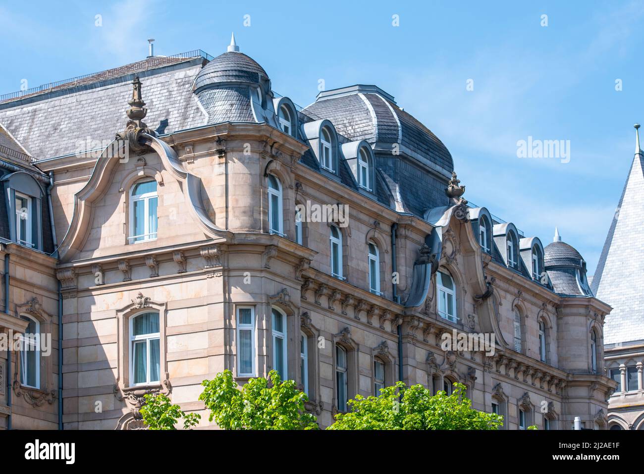 Traditional french residental building, facade of the stone house in ...