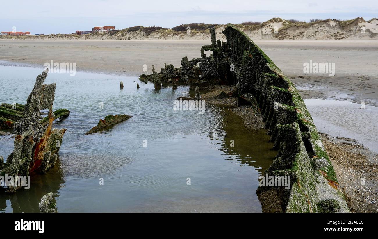 WWII shipwreck, Bray-Dunes, Nord, Hauts-de-France, France Stock Photo ...