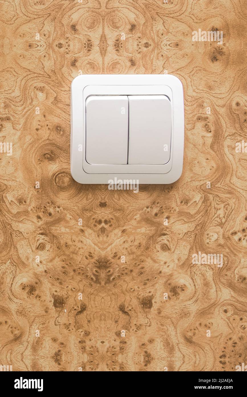 White Switch Power Light Home Appliance Electric Object on Wall Stock ...