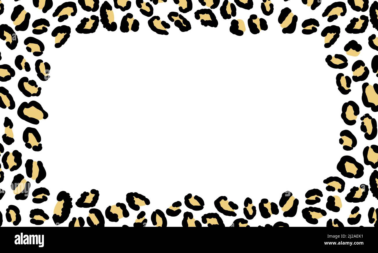 Black And White Frame With Modern Ornament Of Stylized Leopard Skin